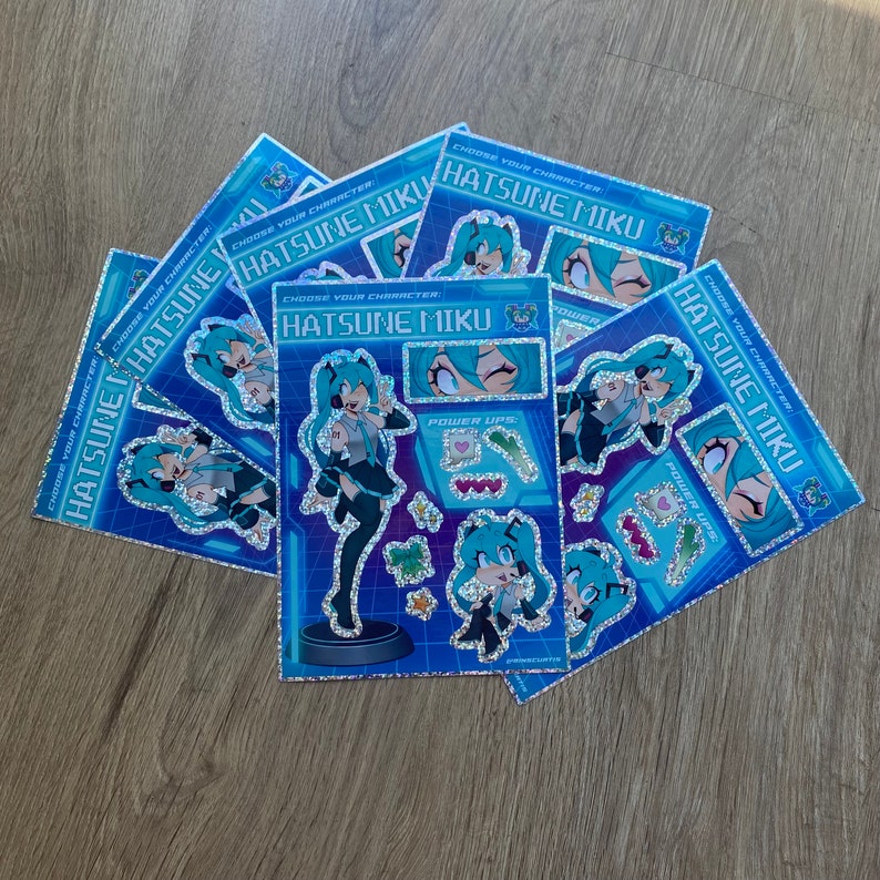 Glittery Hatsune Miku Sticker Sheet: Y2K Cybercore Vocaloid - Etsy