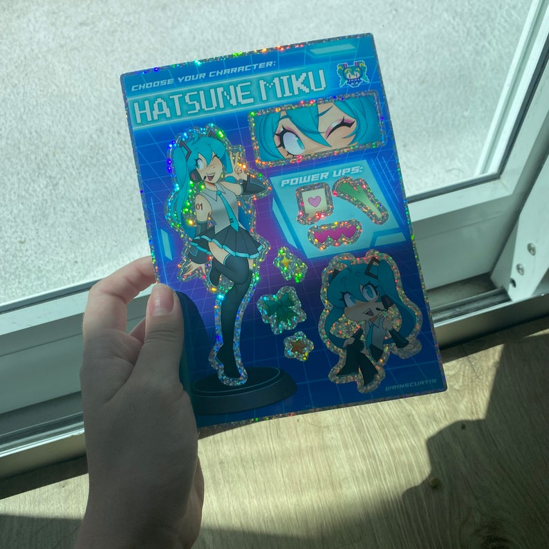 Glittery Hatsune Miku Sticker Sheet: Y2K Cybercore Vocaloid - Etsy