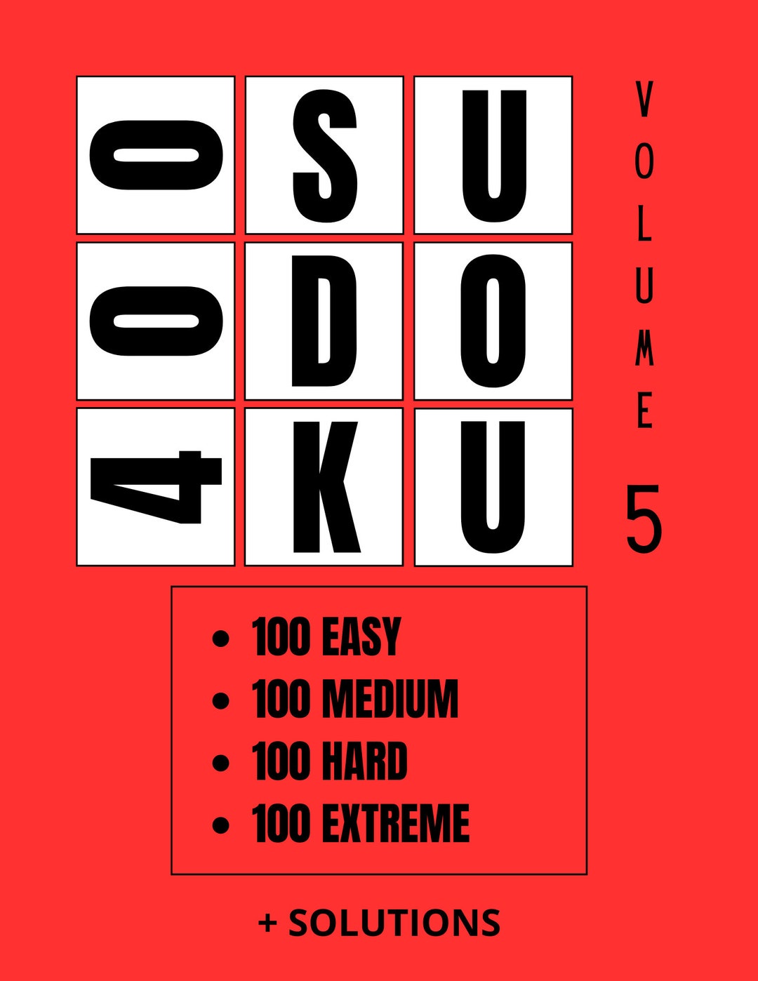 400 Sudoku Vol. 5 for E-ink Tablets Set of 400 Puzzles With Solutions ...