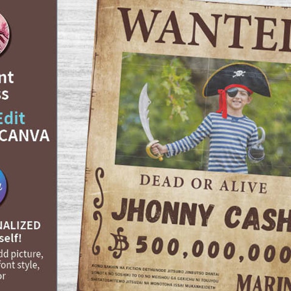 One Piece Wanted Poster Template - Etsy