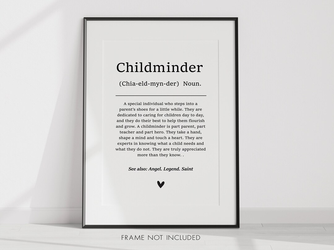 Childminder Definition Print - Childminder Quote - Typography Print ...