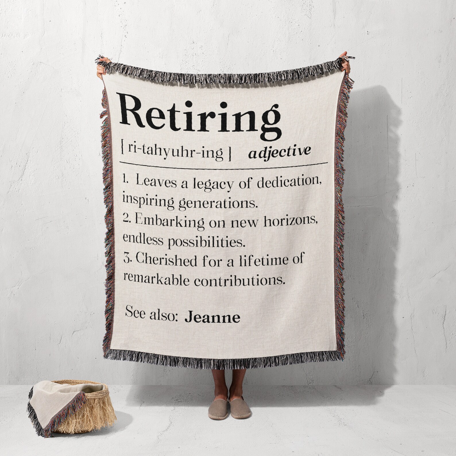 Personalized Retiring Woven Blanket, Custom Coworker Retirement Throw ...