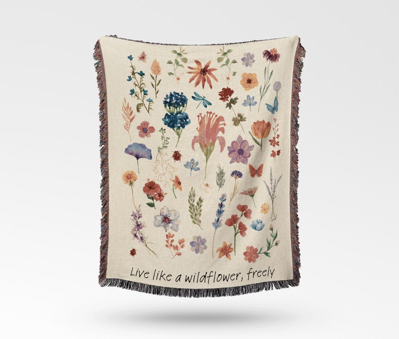 Wildflower Woven Blanket Flower Lover Throw Blanket Gift - Etsy