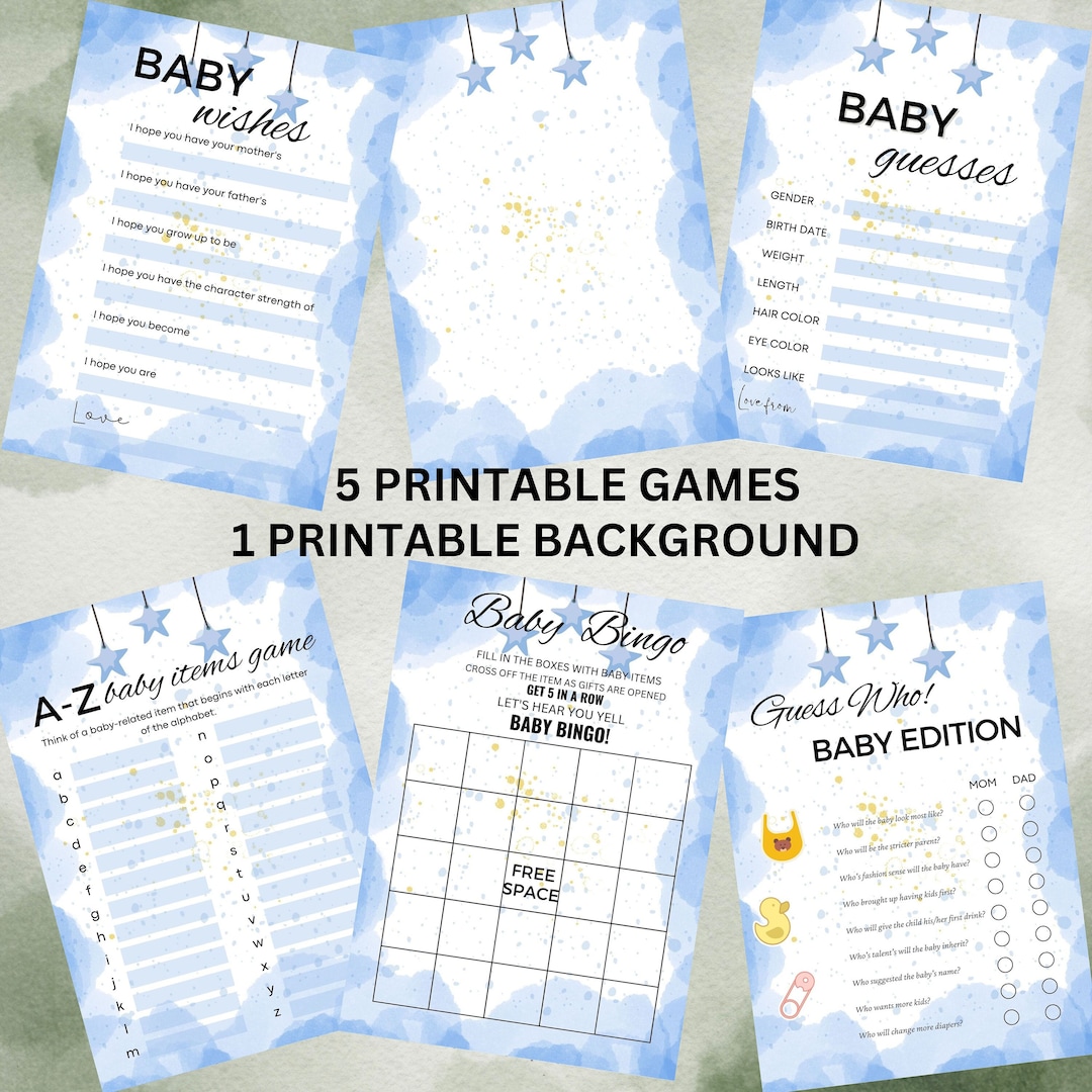 Baby Shower Boy Games, Boy Baby Shower Printables, Baby Shower Games ...