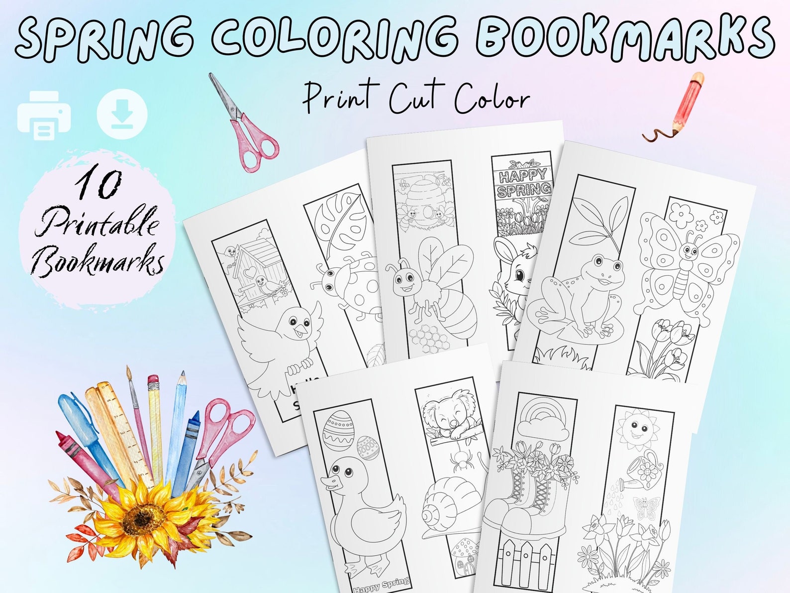 Spring Printables, Spring Printable Bookmarks, Kids Printable Bookmarks ...
