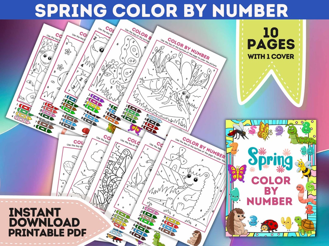 Color by Number Printable Sheets, Spring Color by Number Printables - Etsy