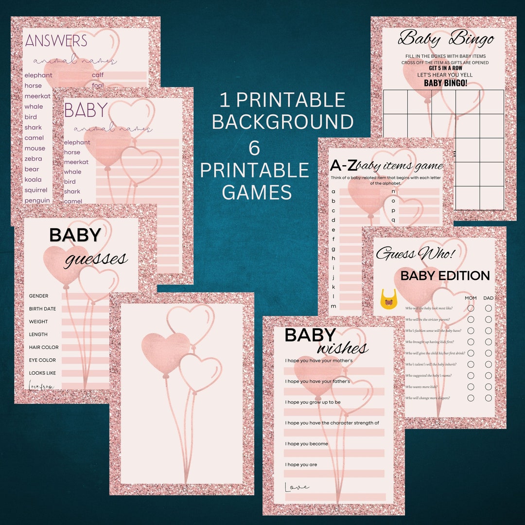 Baby Shower Printable Games for Girl, Fun Girl Baby Shower Game ...