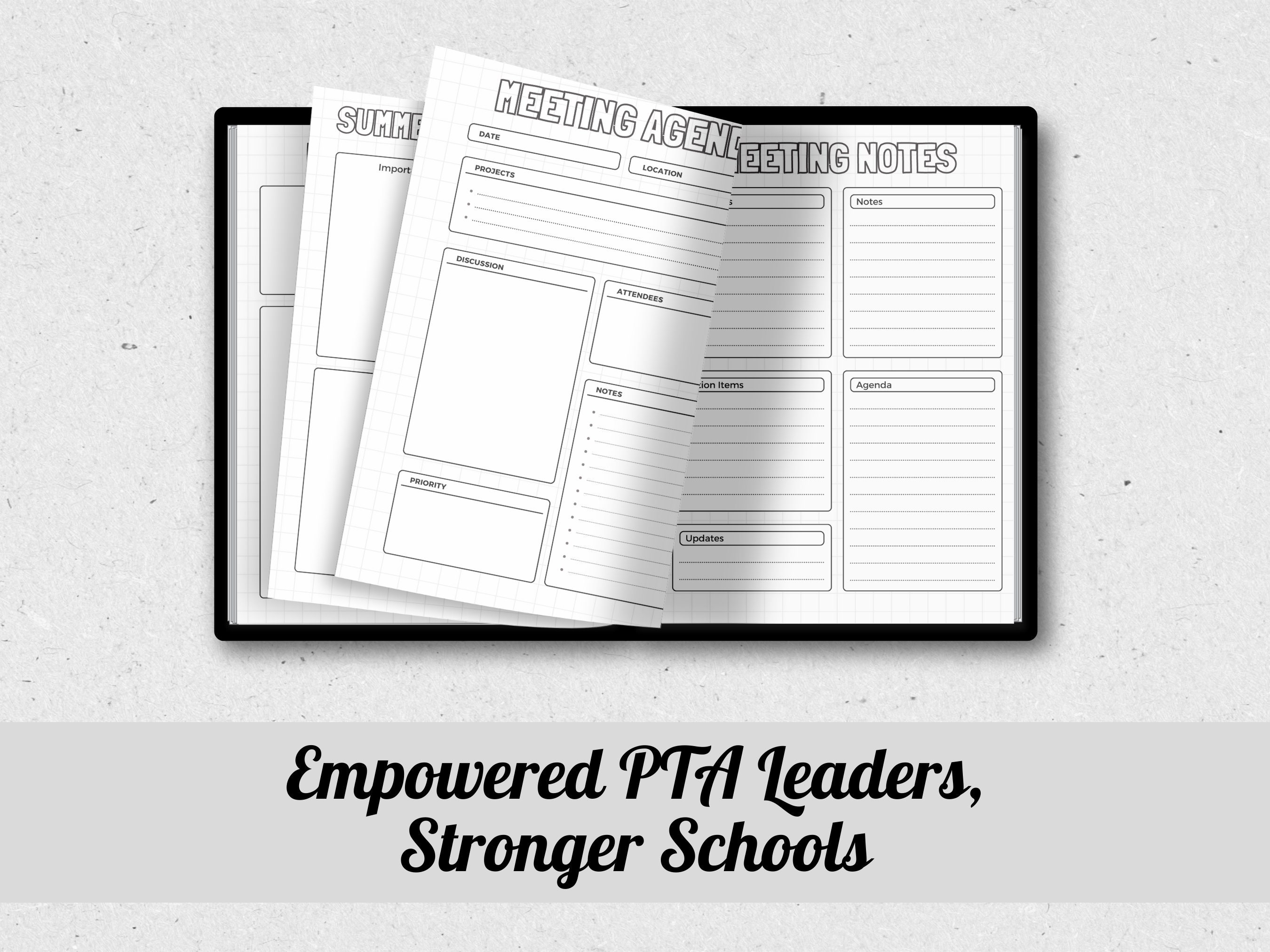 PTA Leader Planner Printable | PTA Leader Binder | Undated | B&W | Pta ...