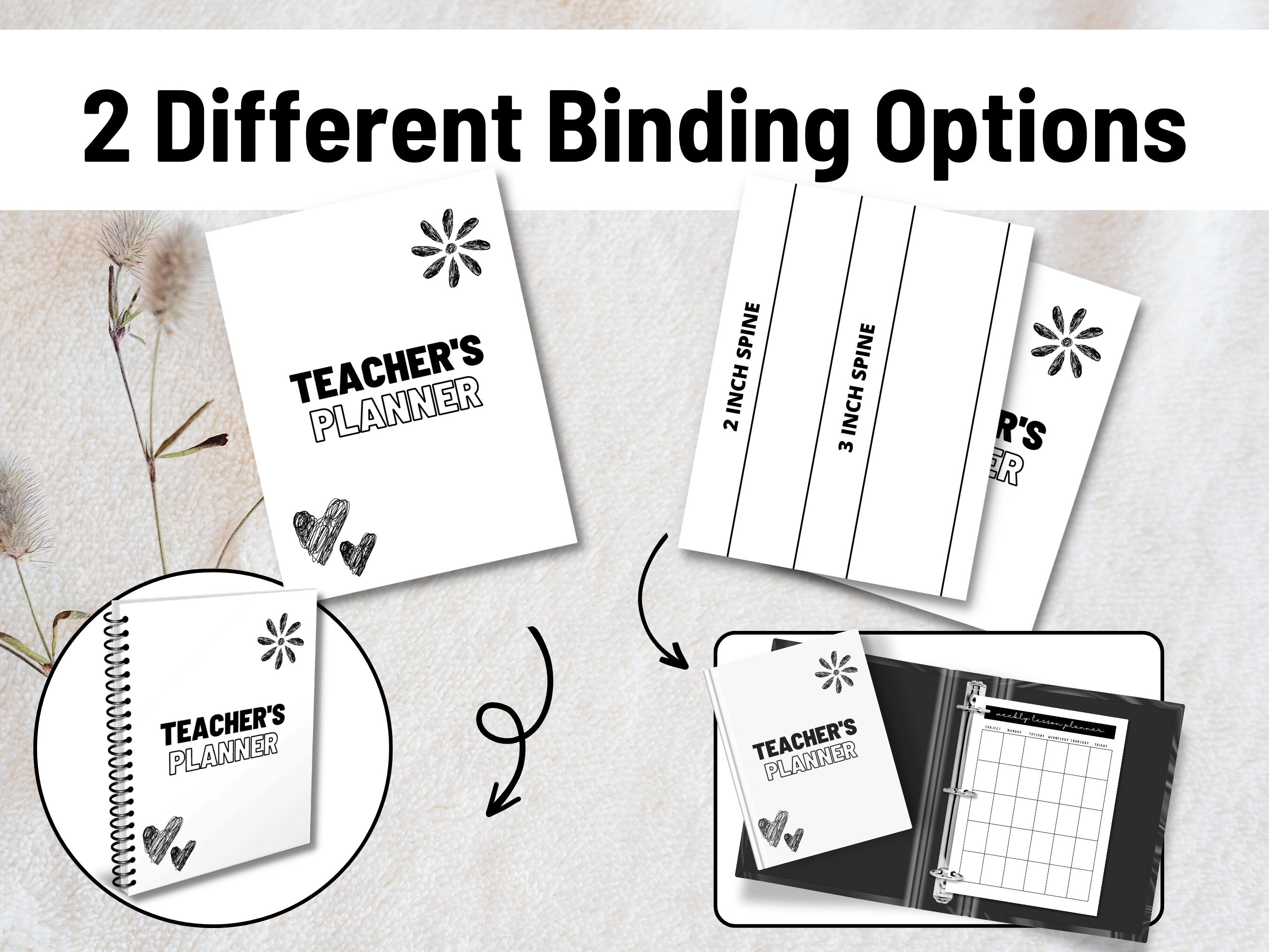 Teacher Planner Printable Teacher Binder Undated B&W Teacher Lesson ...