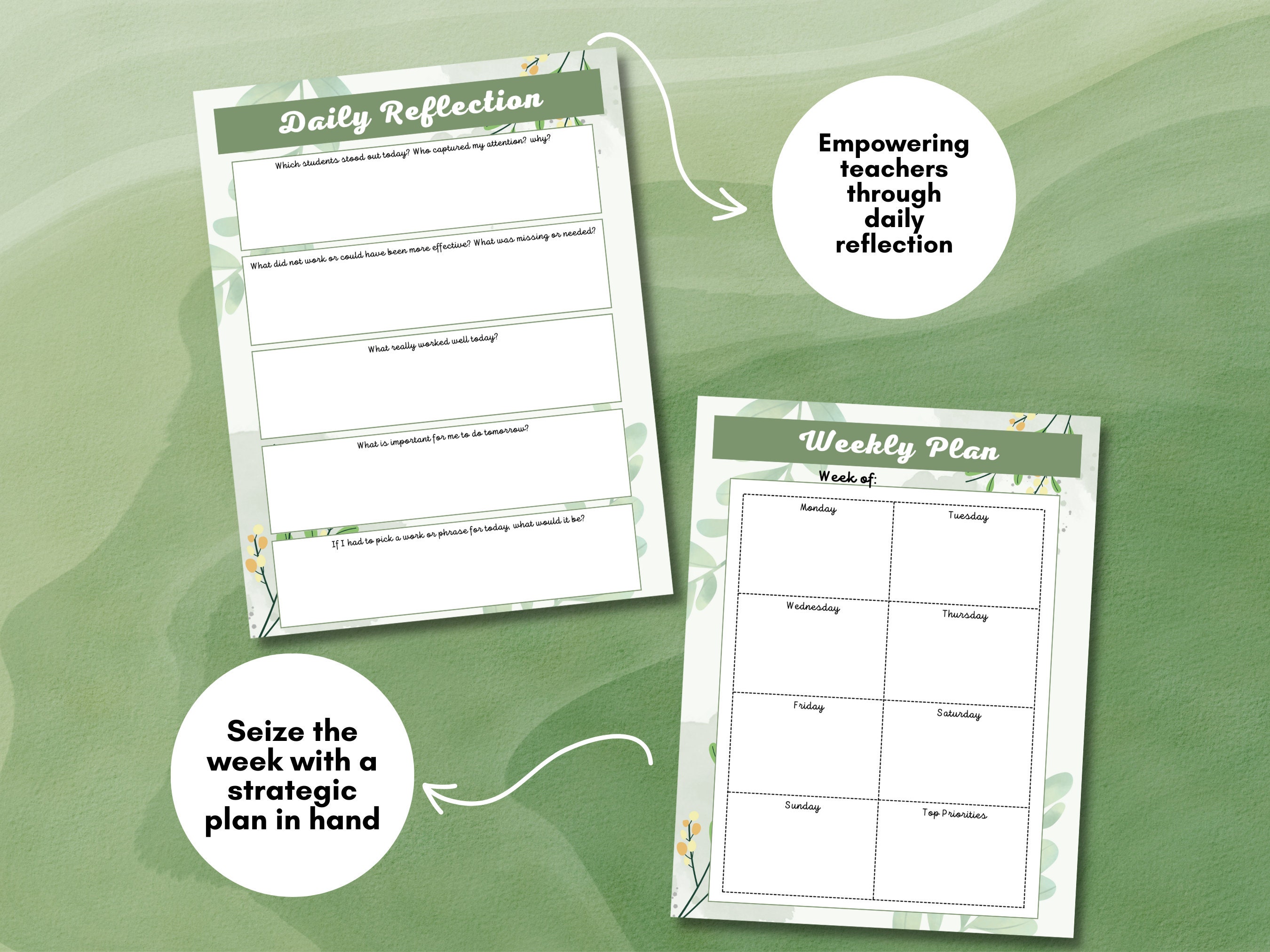 Teacher Journal Printable | Teacher Binder | Green Planner ...
