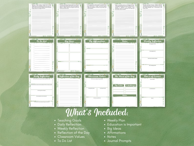 Teacher Journal Printable | Teacher Binder | Green Planner ...