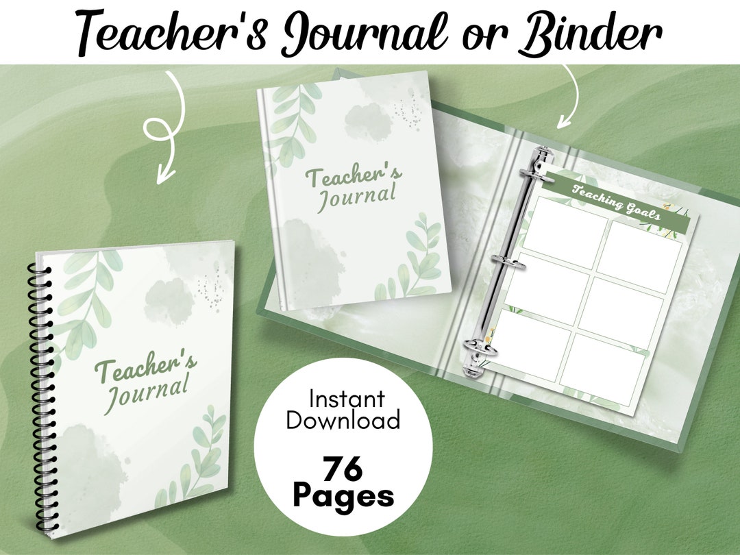 Teacher Journal Printable | Teacher Binder | Green Planner ...