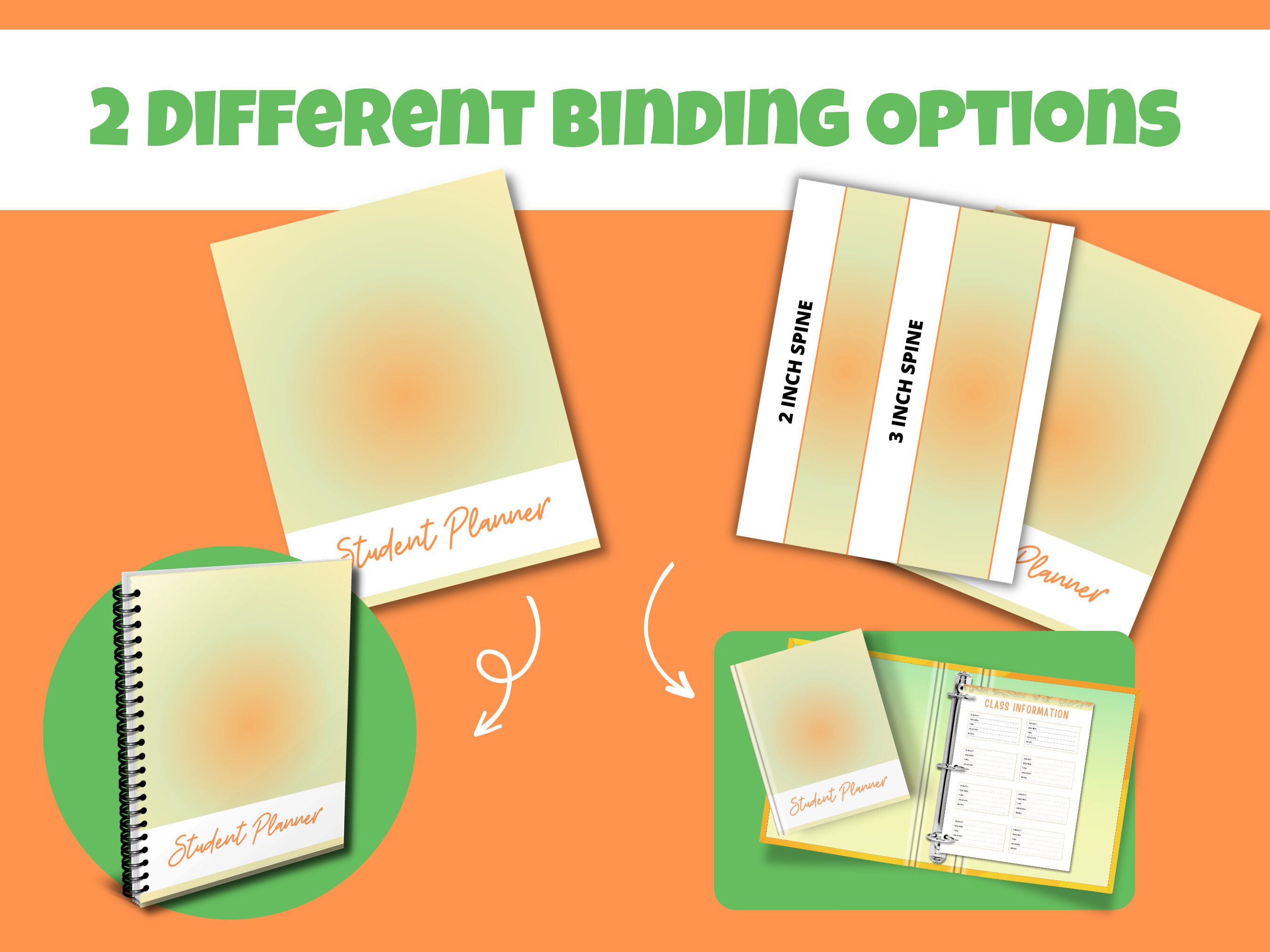 Student Planner Printable | Student Binder | Undated | Orange ...