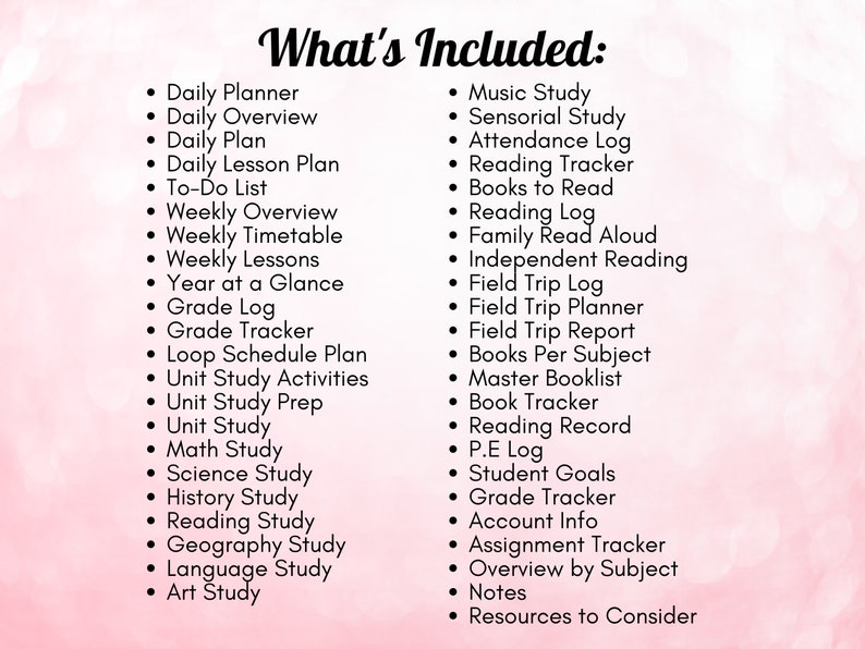 Homeschool Planner Printable | Homeschool Binder | Undated | Pink | Lesson Planner | Progress ...