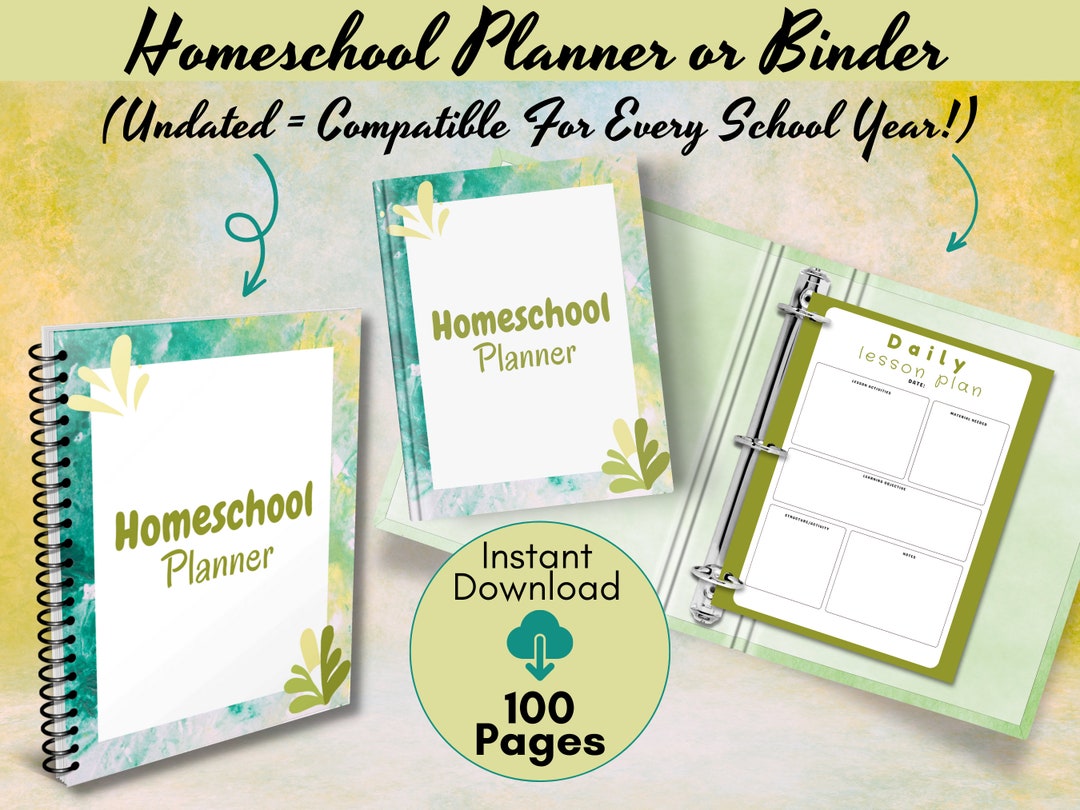 Homeschool Planner Printable | Homeschool Binder | Undated | Green ...