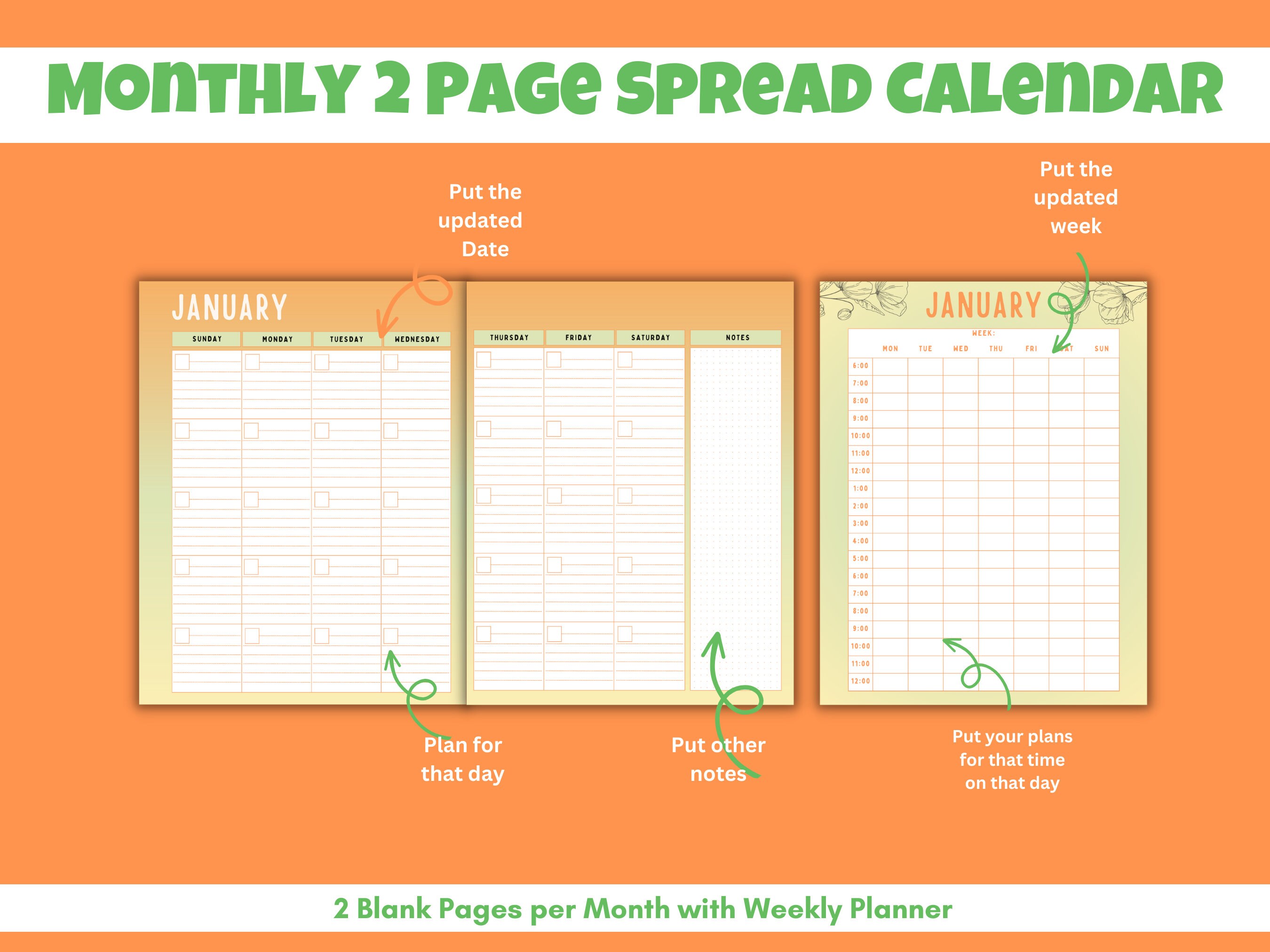 Student Planner Printable | Student Binder | Undated | Orange ...