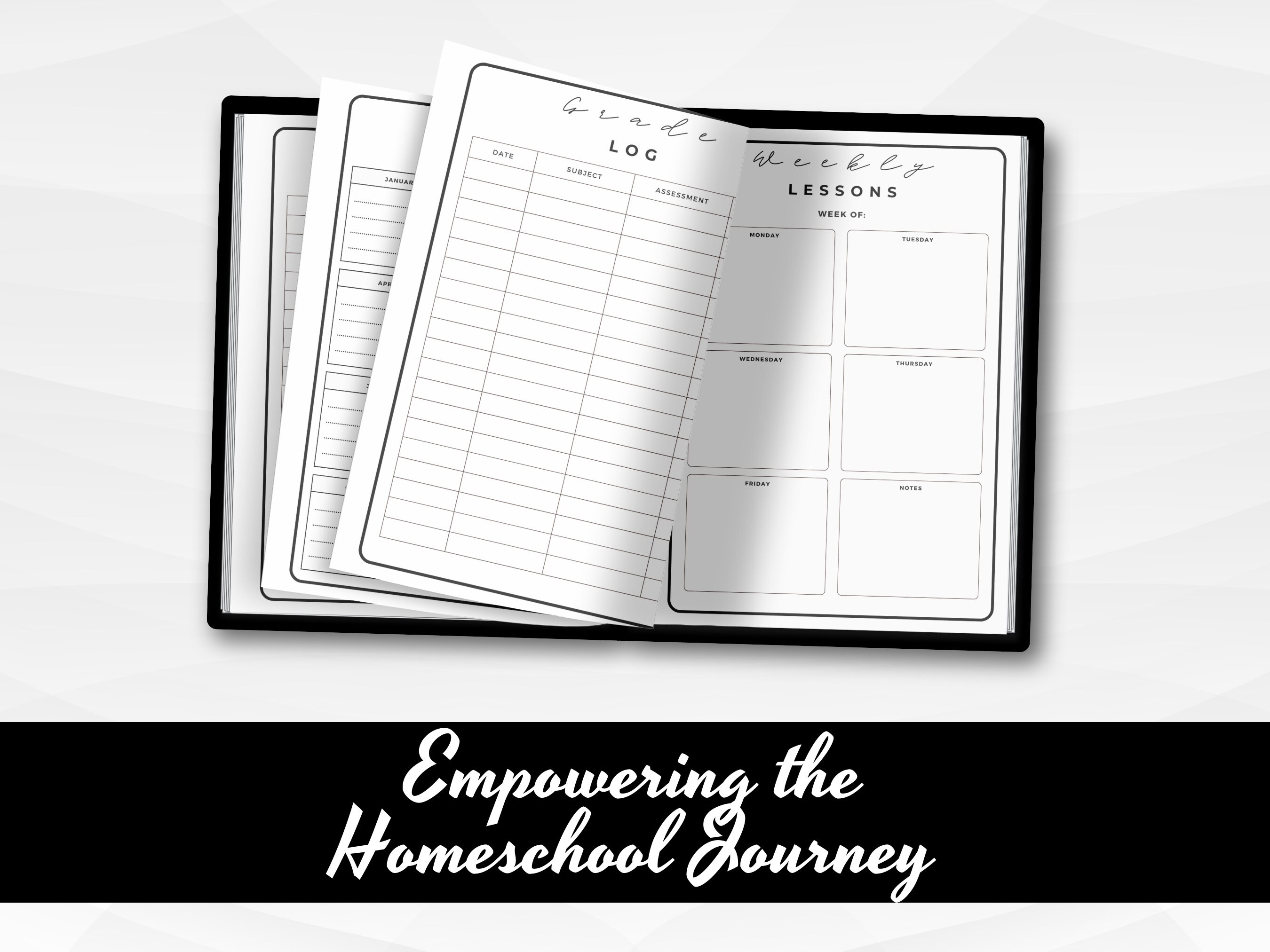 Homeschool Planner Printable | Homeschool Binder | Undated | B&W ...