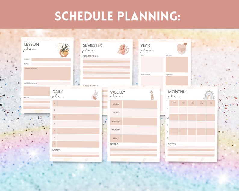 Teacher Planner Printable Teacher Binder Undated Rainbow - Etsy