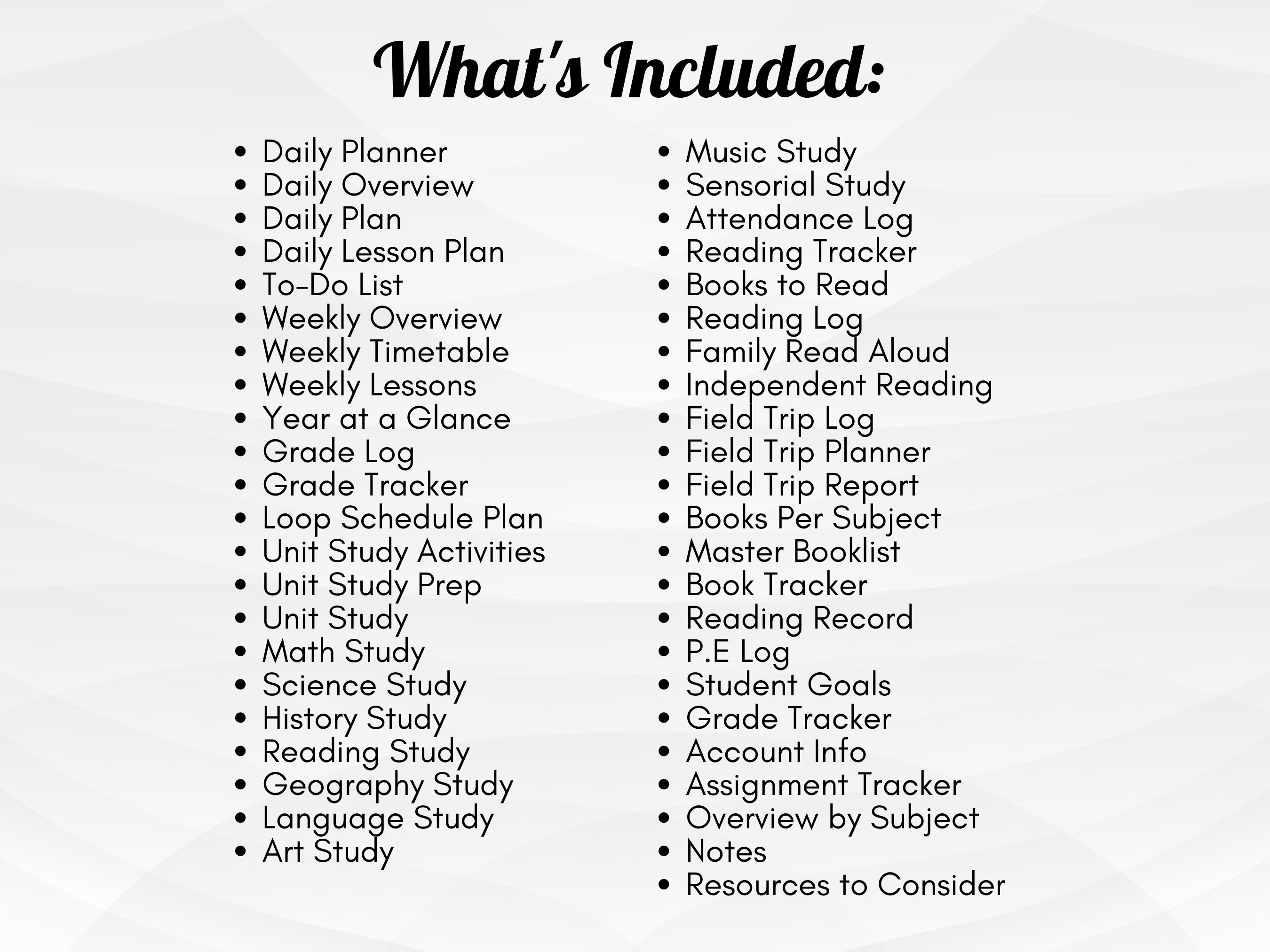 Homeschool Planner Printable | Homeschool Binder | Undated | B&W ...