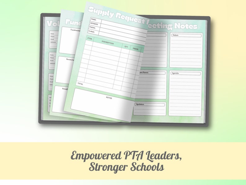 PTA Leader Planner Printable | PTA Leader Binder | Undated | Green ...