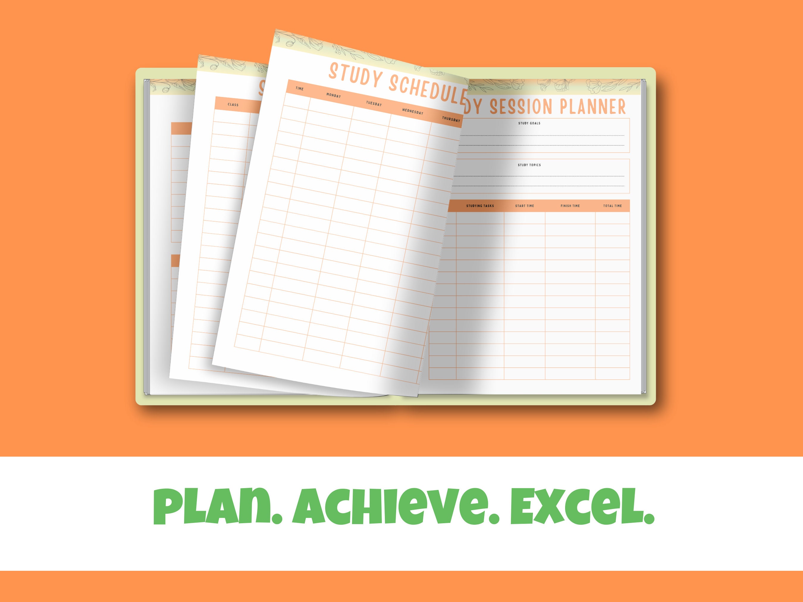 Student Planner Printable | Student Binder | Undated | Orange ...