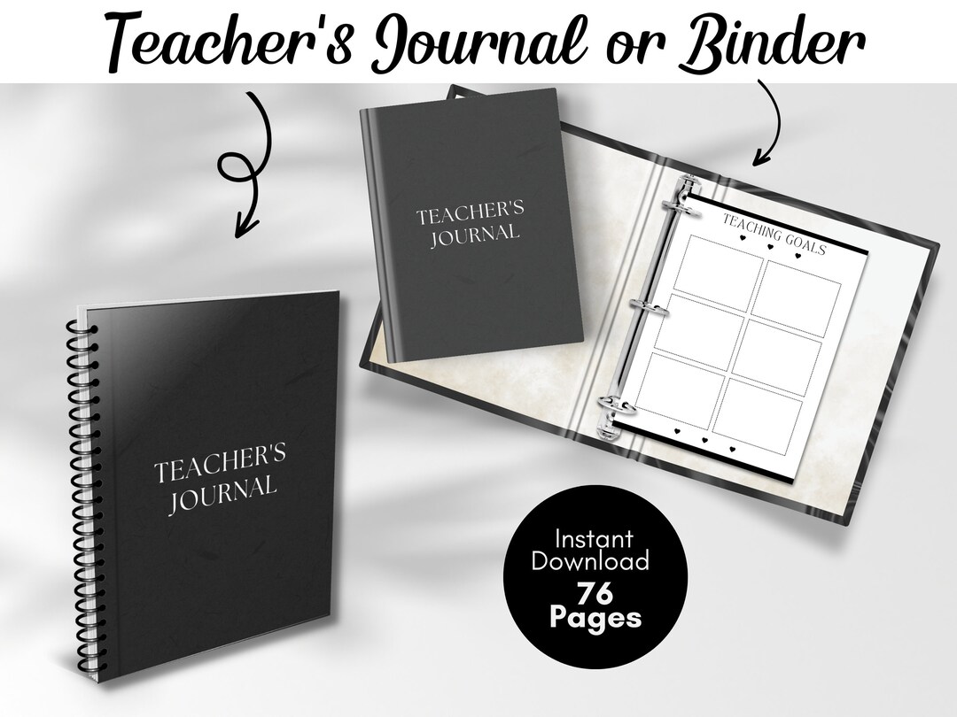 Teacher Journal Printable | Teacher Binder | Blackandwhite ...