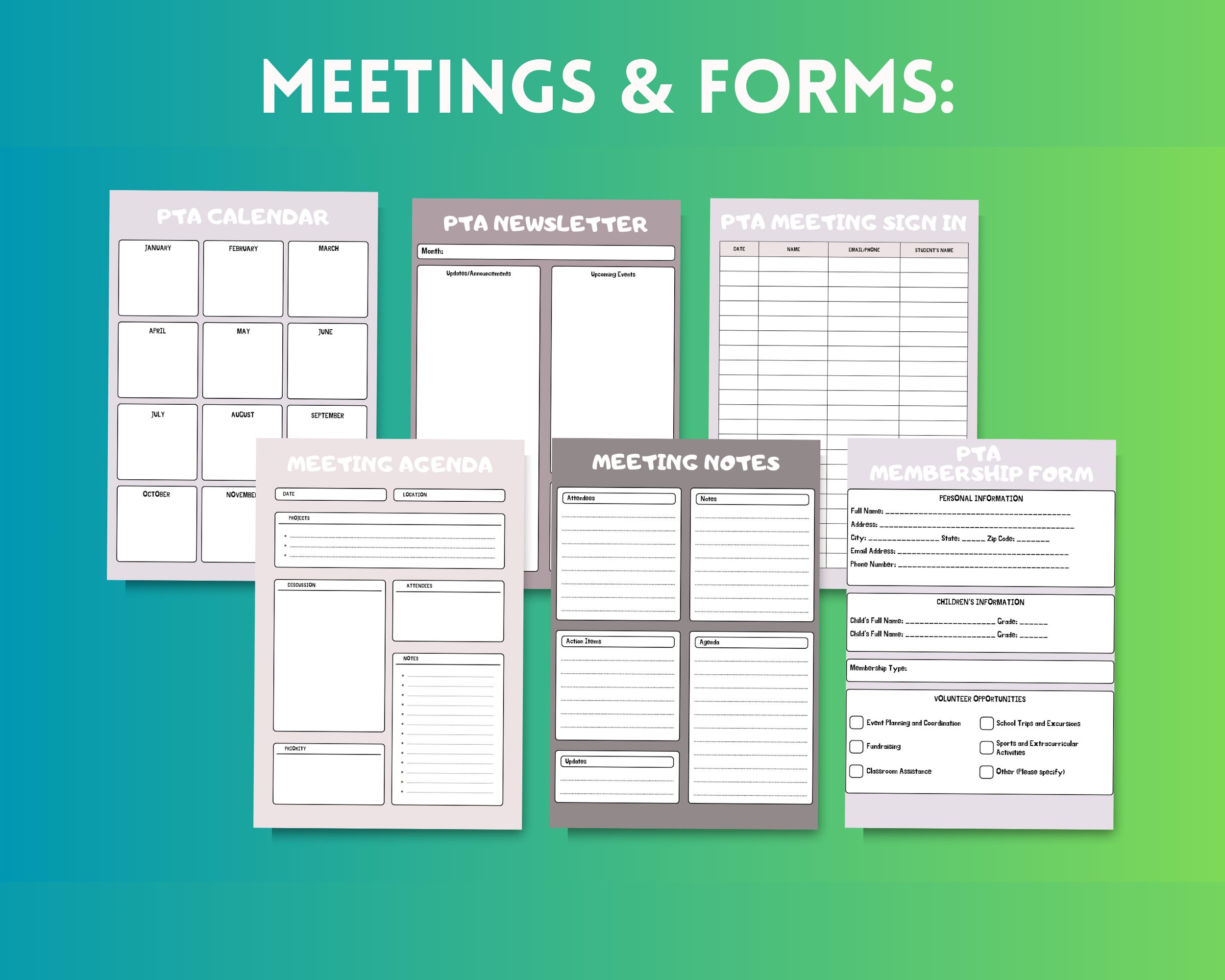 PTA Leader Planner Printable PTA Leader Binder Undated - Etsy