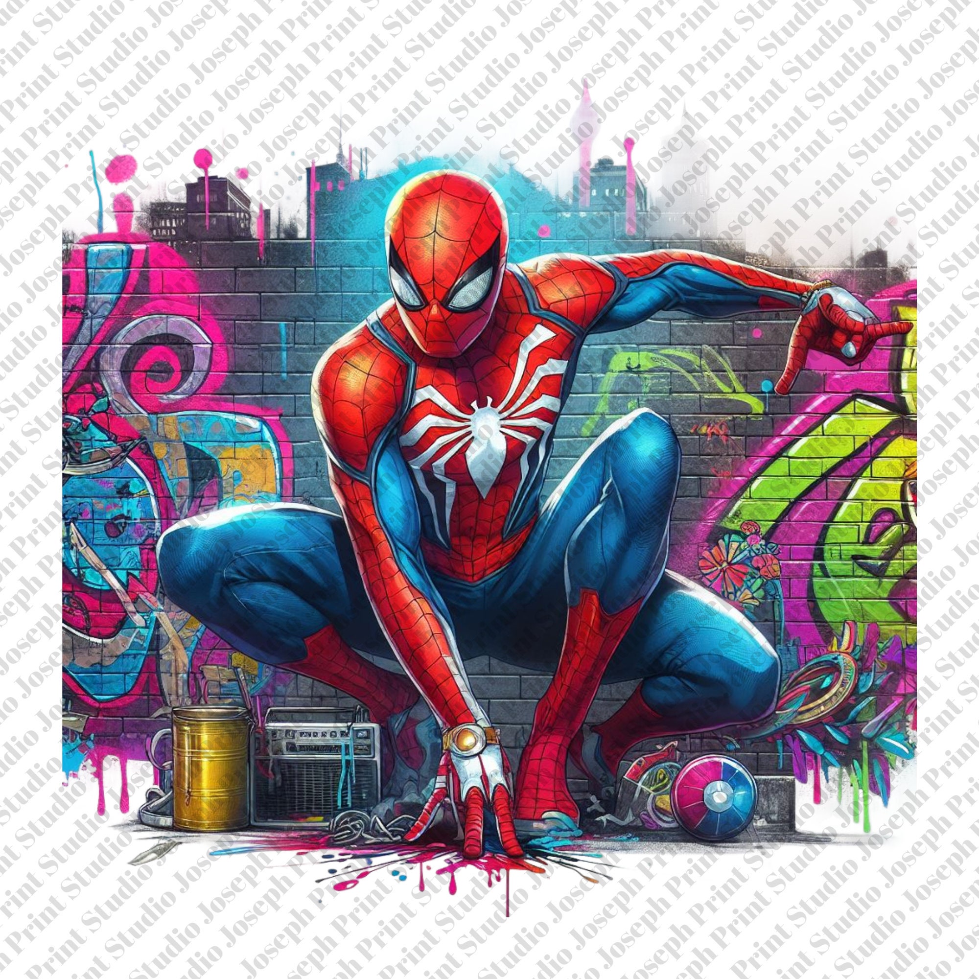Spider Man Clip Art, T-shirts, Posters, Spiderman Graffiti Illustration ...