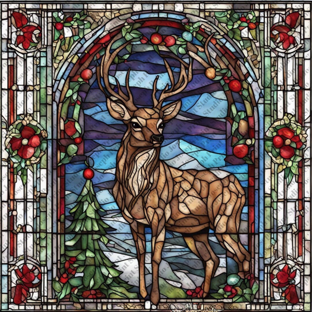 Deer Stain Glass Paper, Stained Glass Png, Stained Glass Window ...