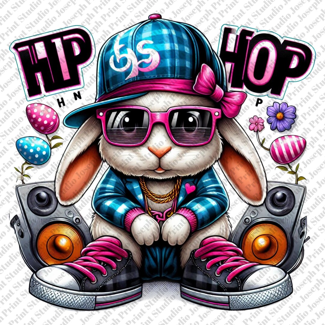 Cute Hip Hop Easter Bunny Png Sublimation Design, Happy Easter Day ...