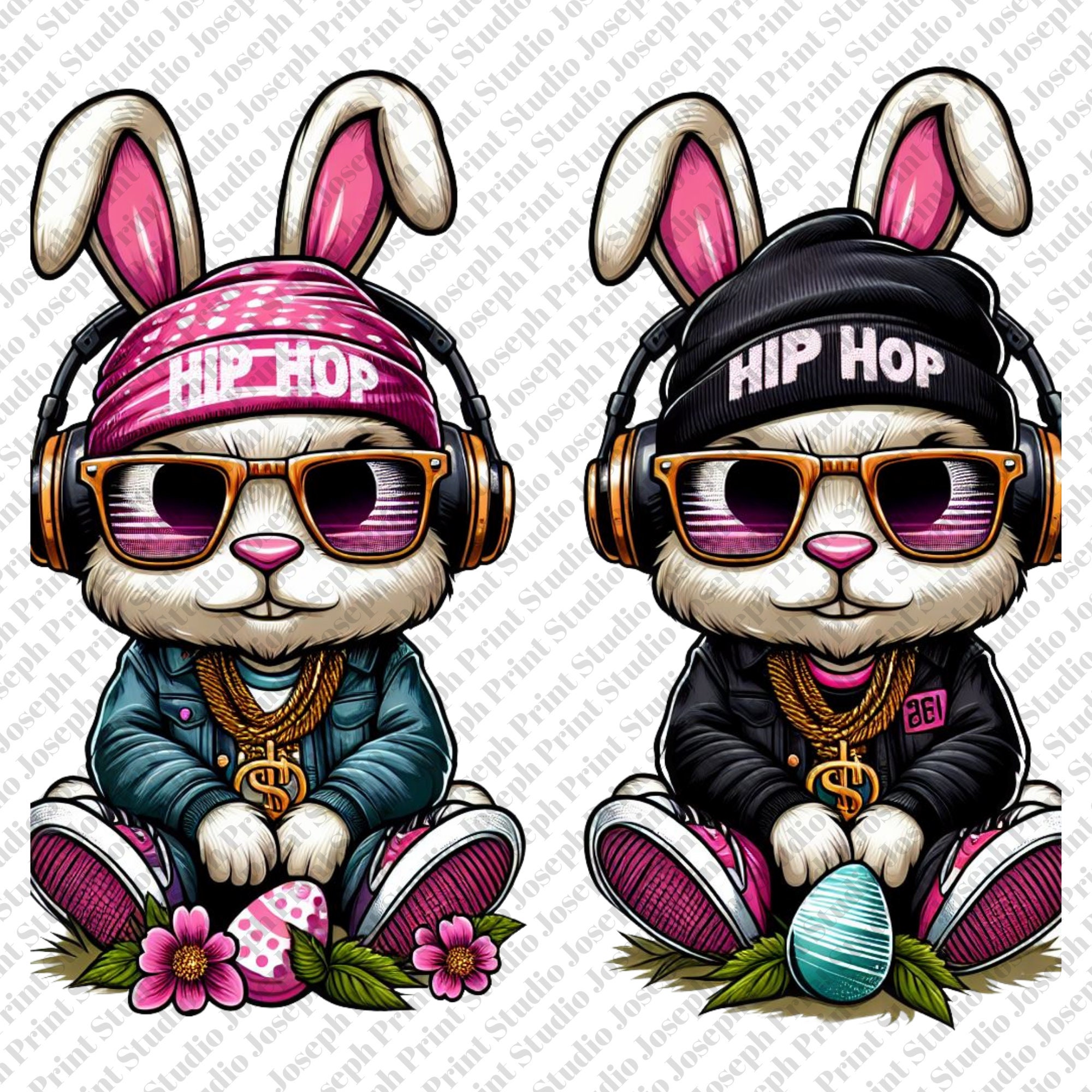 Twins Hip Hop Bunny Easter Day Cute Hip Hop Easter Bunny Png ...