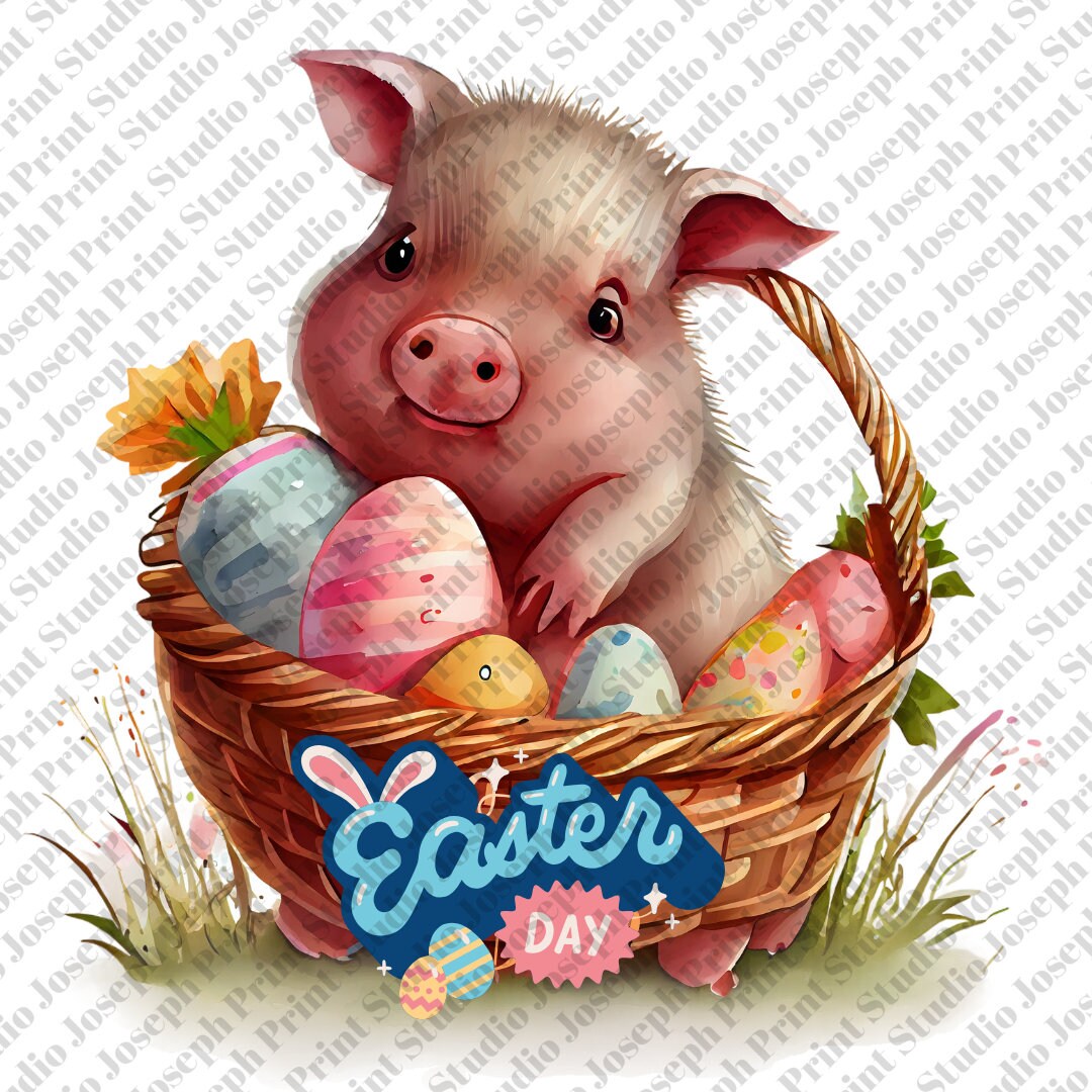 Happy Easter Day Pig Png Sublimation Design Download, Happy Easter Day ...