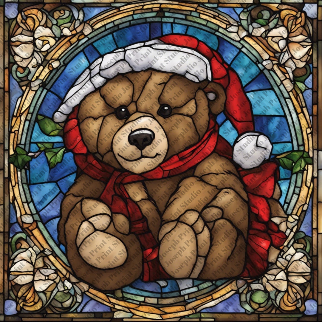 Bear Stain Glass Paper Stained Glass Png Stained Glass - Etsy