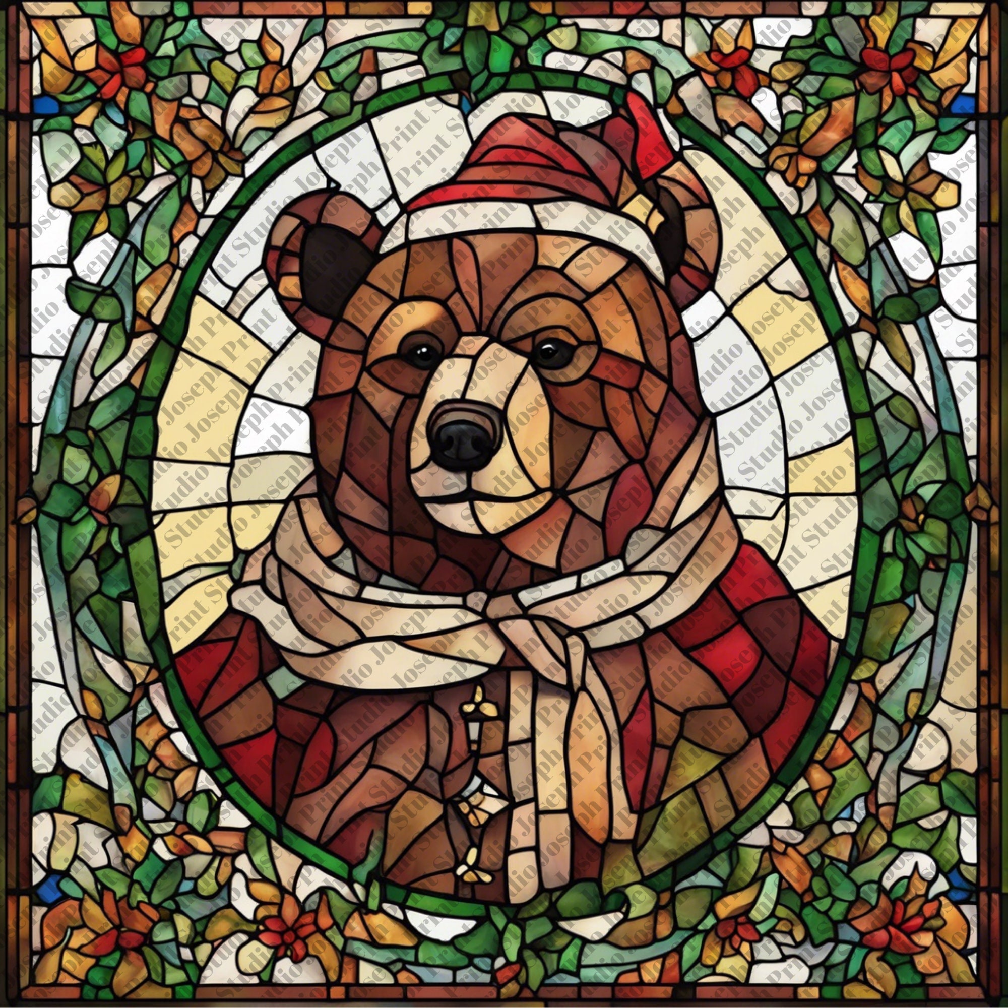 Bear Stained Glass Window Stained Glass Png Antique Stained - Etsy