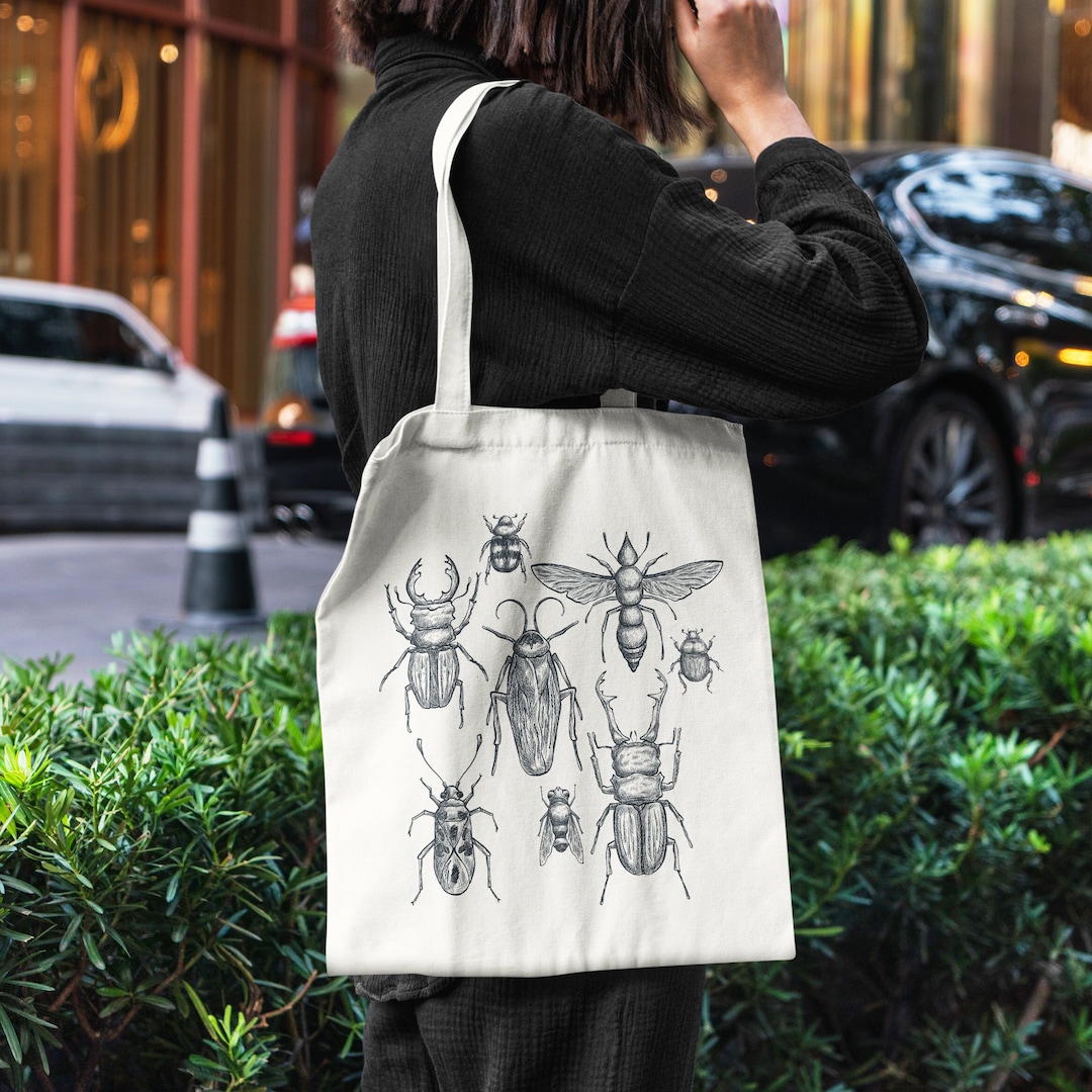 Aesthetic Bug Tote Bag | Beetle Insect Reusable Bag | Bug Print ...