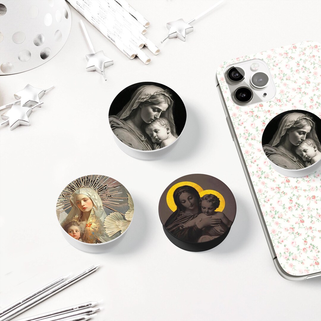 Virgin Mary Phone Grip, Bible Verse Kindle Holder, Christianity Phone ...