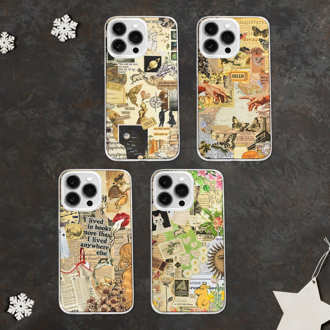 Vintage Newspaper Collage Magsafe Phone Case | Booklover Magazine Phone ...