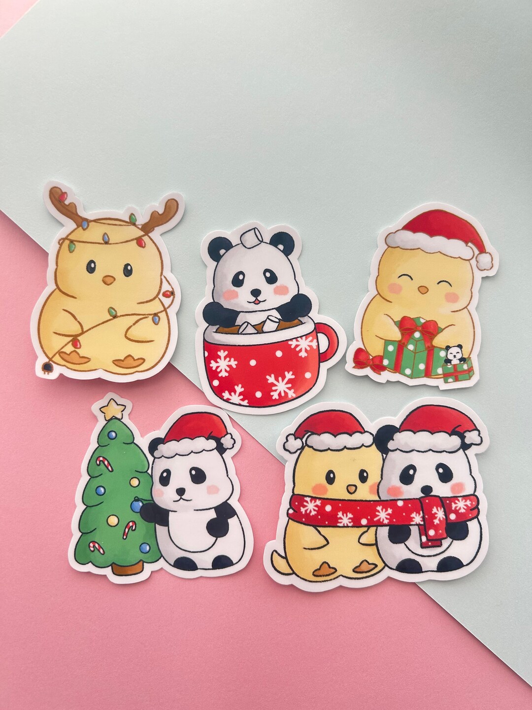 Holiday Duck & Panda Sticker Pack Cute Die Cut Sticker for - Etsy