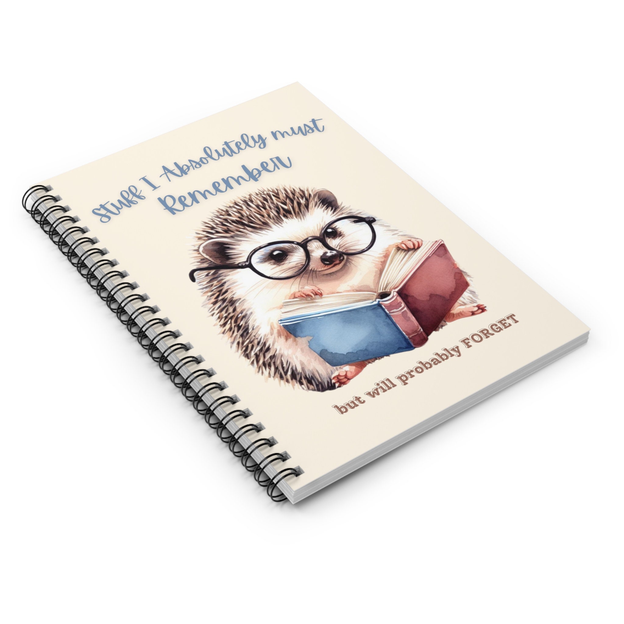 Hedgehog Spiral Notebook | Forest Animals Heggie Journal | School Lists ...