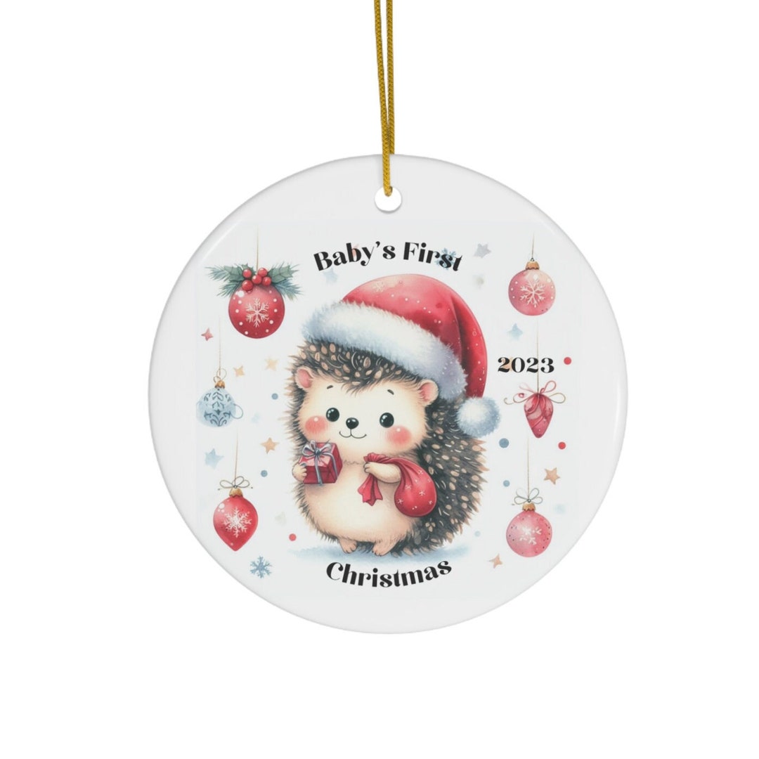 Baby First Christmas 2023 Hedgehog Santa Hat 3 Forest Animal Heggie ...