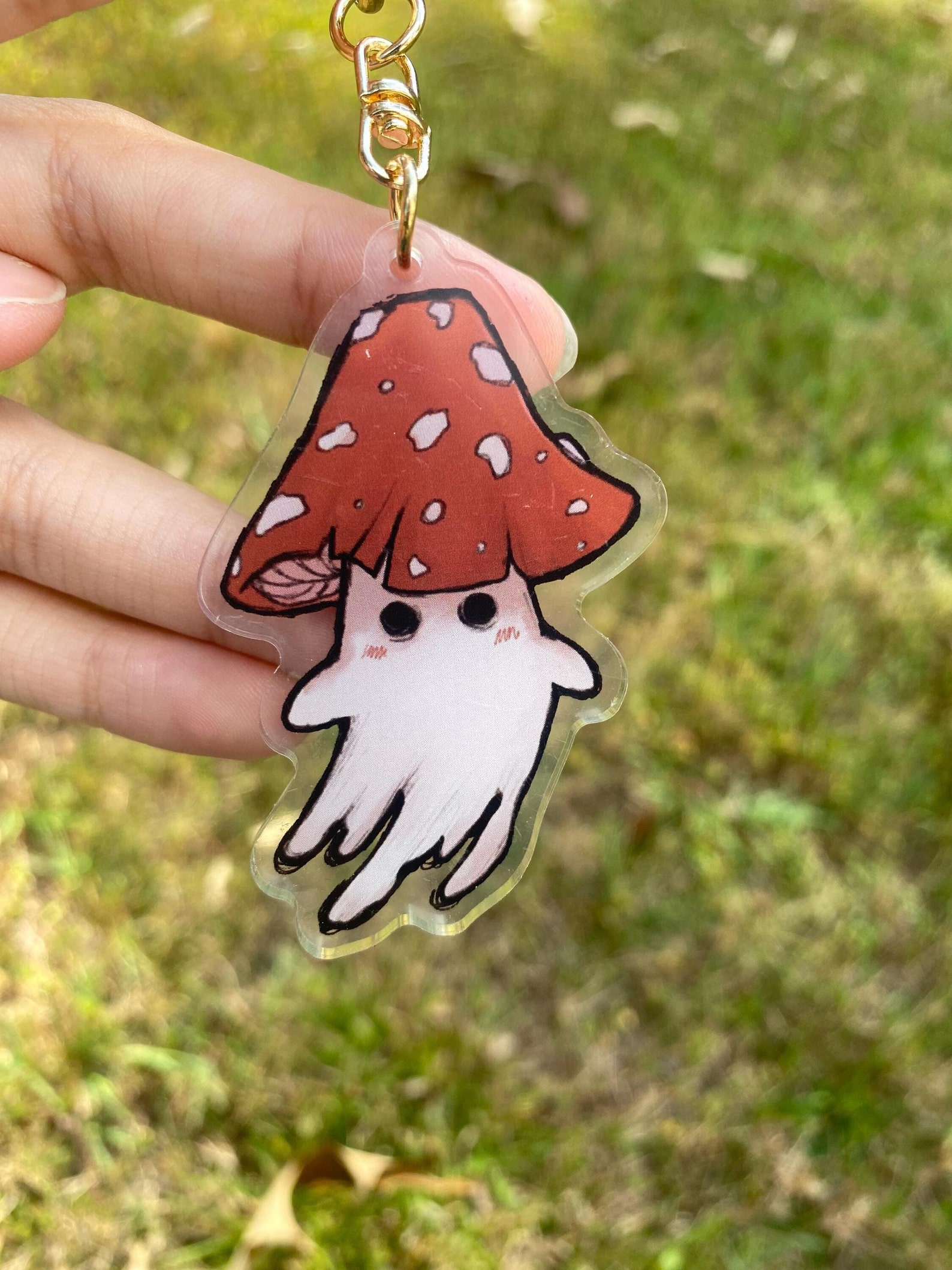 Amanita Boo-shroom Ghost Mushroom Acrylic Keychain - Etsy