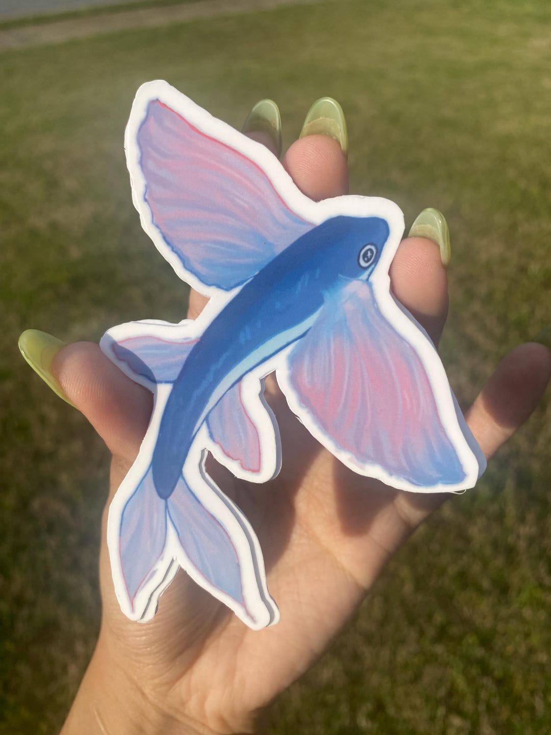 Blue Whimsical Magic Flying Fish Vinyl Sticker Decal - Etsy