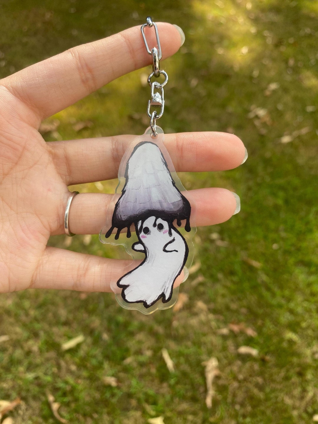 Inky Cap Boo-shroom Ghost Mushroom Acrylic Keychain - Etsy