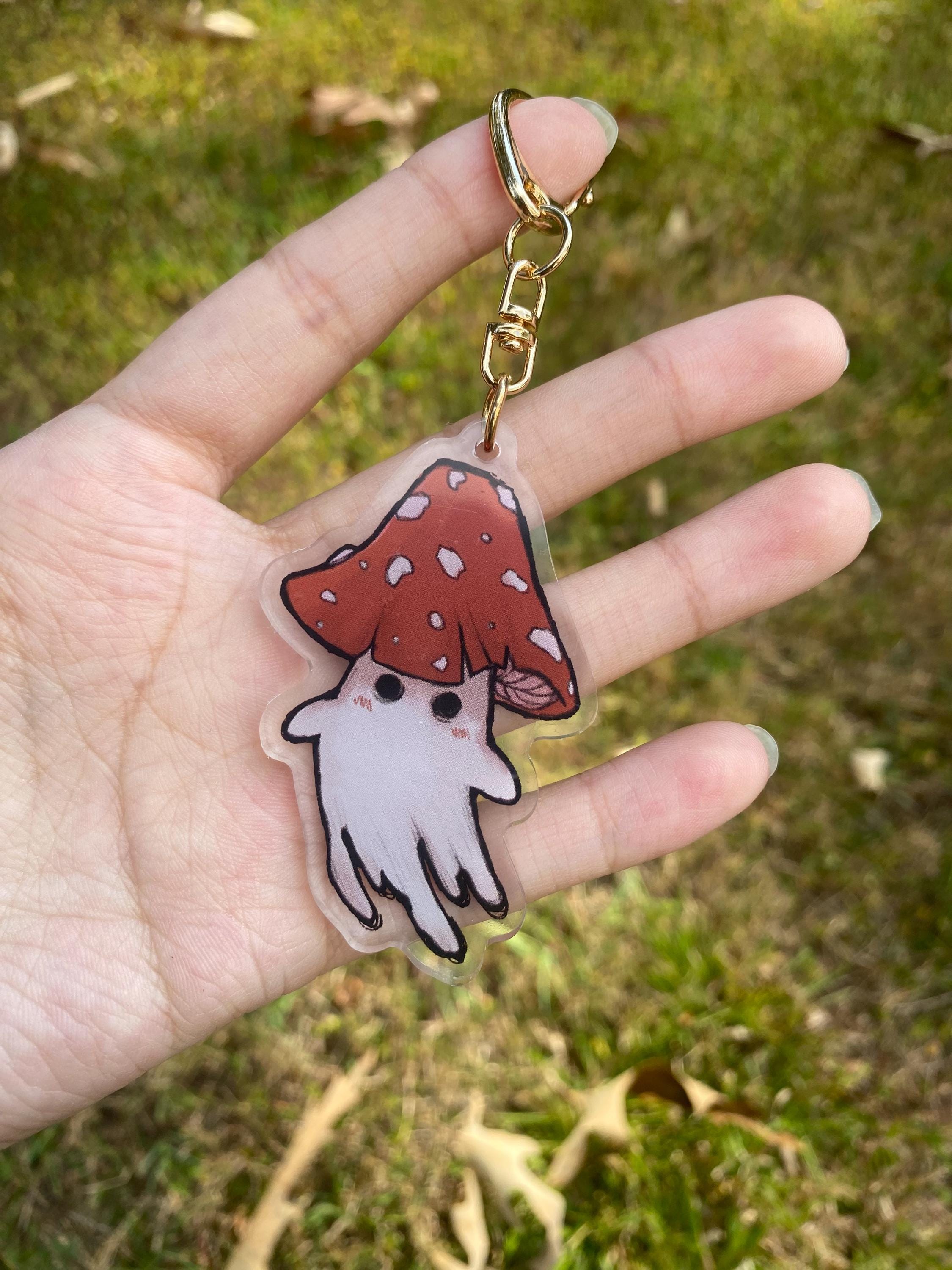 Amanita Boo-shroom Ghost Mushroom Acrylic Keychain - Etsy