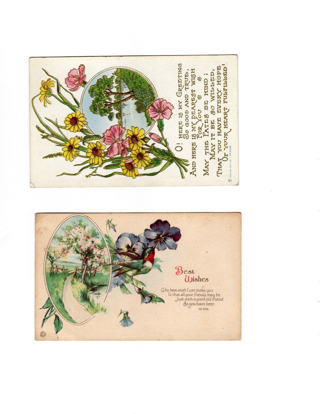 Antique Spring Postcards | Best Wishes Ephemera (digital Kit) - Etsy
