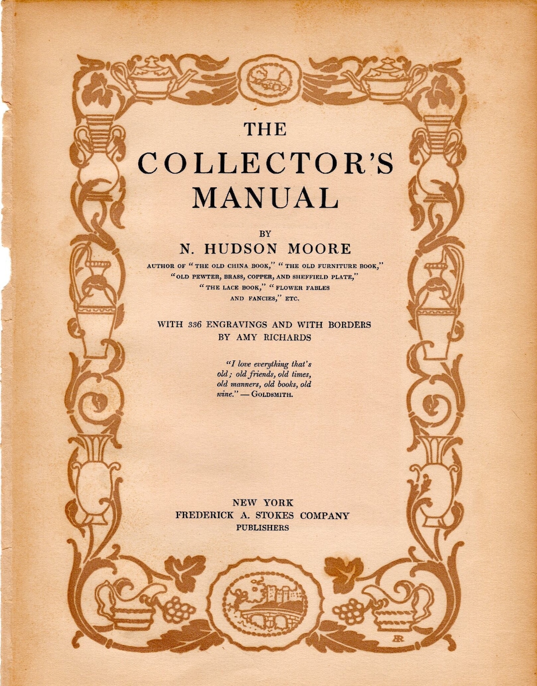 Vintage the Collector's Manual Digital Kit, Front and Back Pages, Full ...
