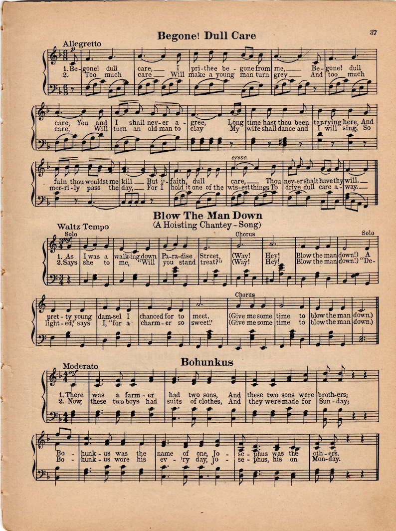 Antique Music Sheets - Volume 1, Digital Download - Etsy