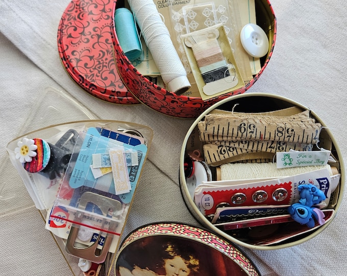 Vintage Sewing Notions/supplies in Old Tins - Etsy