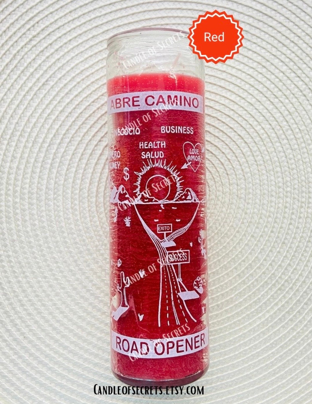 Red Road Opener Glass Candle, Open Roads, Prosperity, Abre Caminos Vela ...