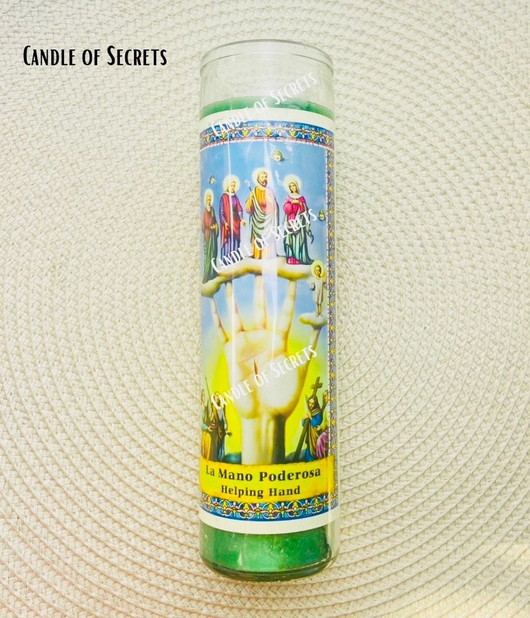 Helping Hand Green Glass Candle, La Mano Poderosa Vela De Vidrio - Etsy